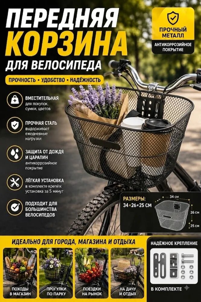 Металлические автомобильные корзины для велосипедов и электровелосипедов, используемые для размещения предметов