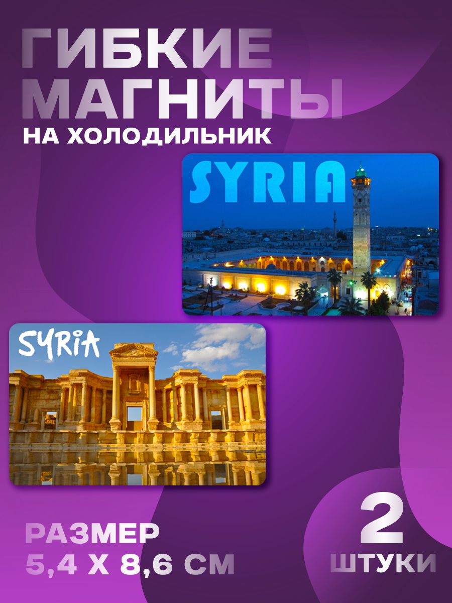Магниты Сирия 2 шт, размером 5,4х8,6 см.
