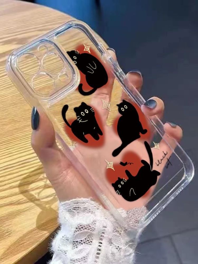 Чехол на айфон 13 / IPHONE 13 белый с принтом Black Cat Group противоударный