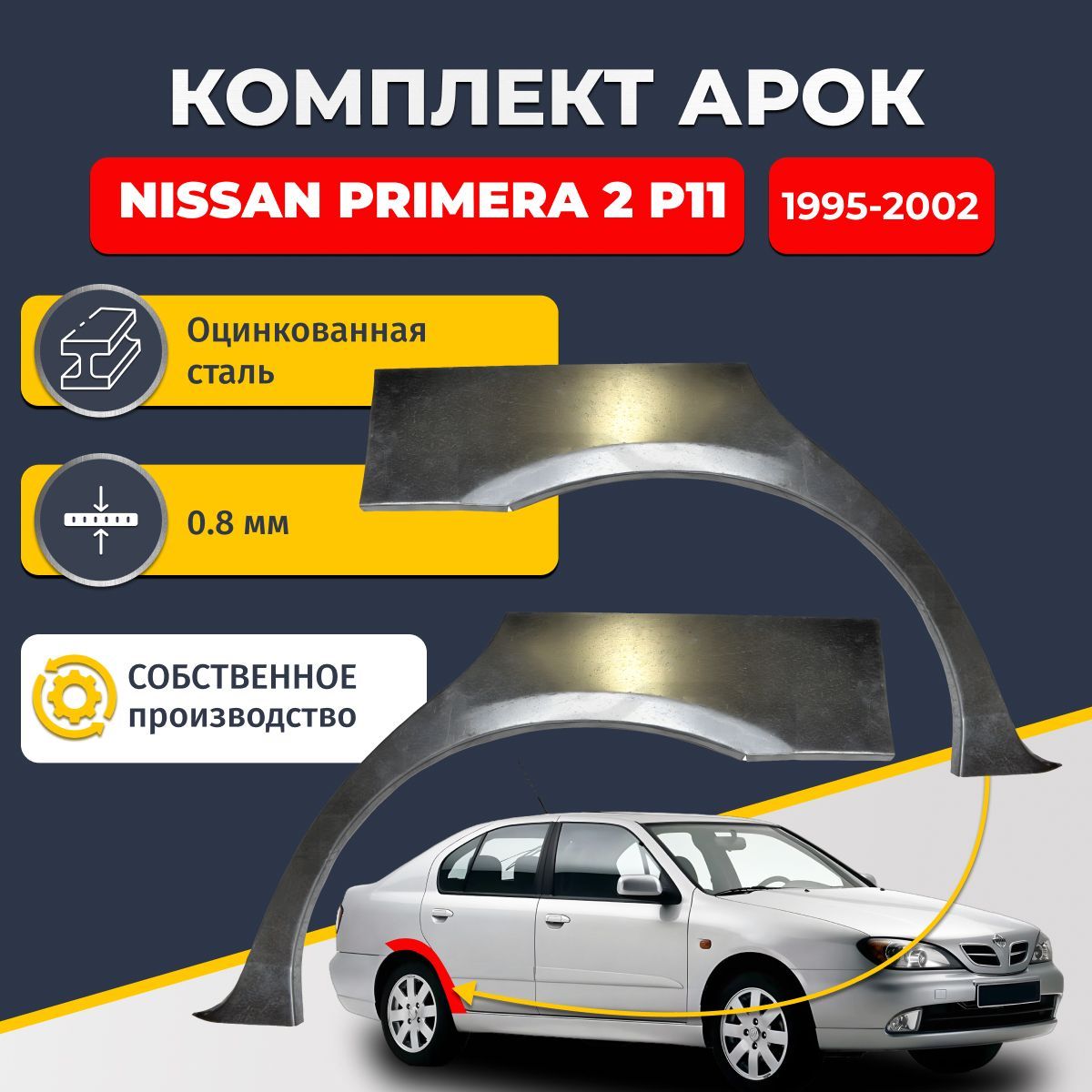 Nissan Primera 2 P11 1995-2002 Седан (Ниссан Примера Р11). Оцинкованная сталь 0,8 мм.