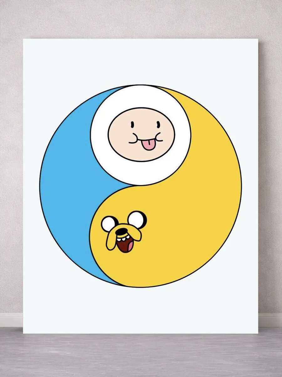 Картина на стену 40х50 см Adventure Time инь ян