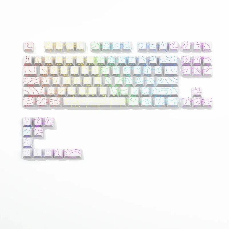 Кейкапы PBT с градиентным боковым свечением 2026 Line, профиль Cherry, для механических клавиатур 60%, 65%, 75%, 96%, 98%, 100%