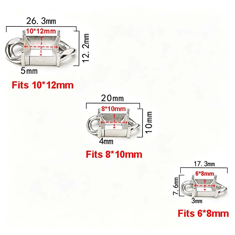 Основы для страз V-REX из нержавеющей стали 5-10 шт. 10 PCS, Fits 6x8mm