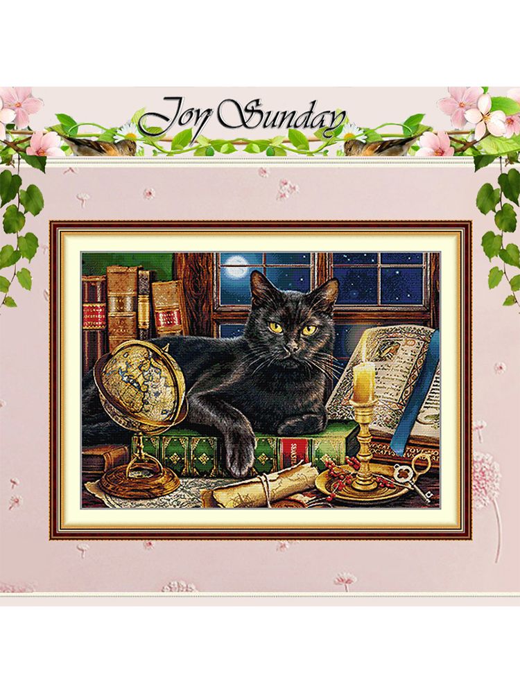 Joy Sunday вышивка крестом наборы, Схема на 11CT " Черная кошка ночью",103*76CM