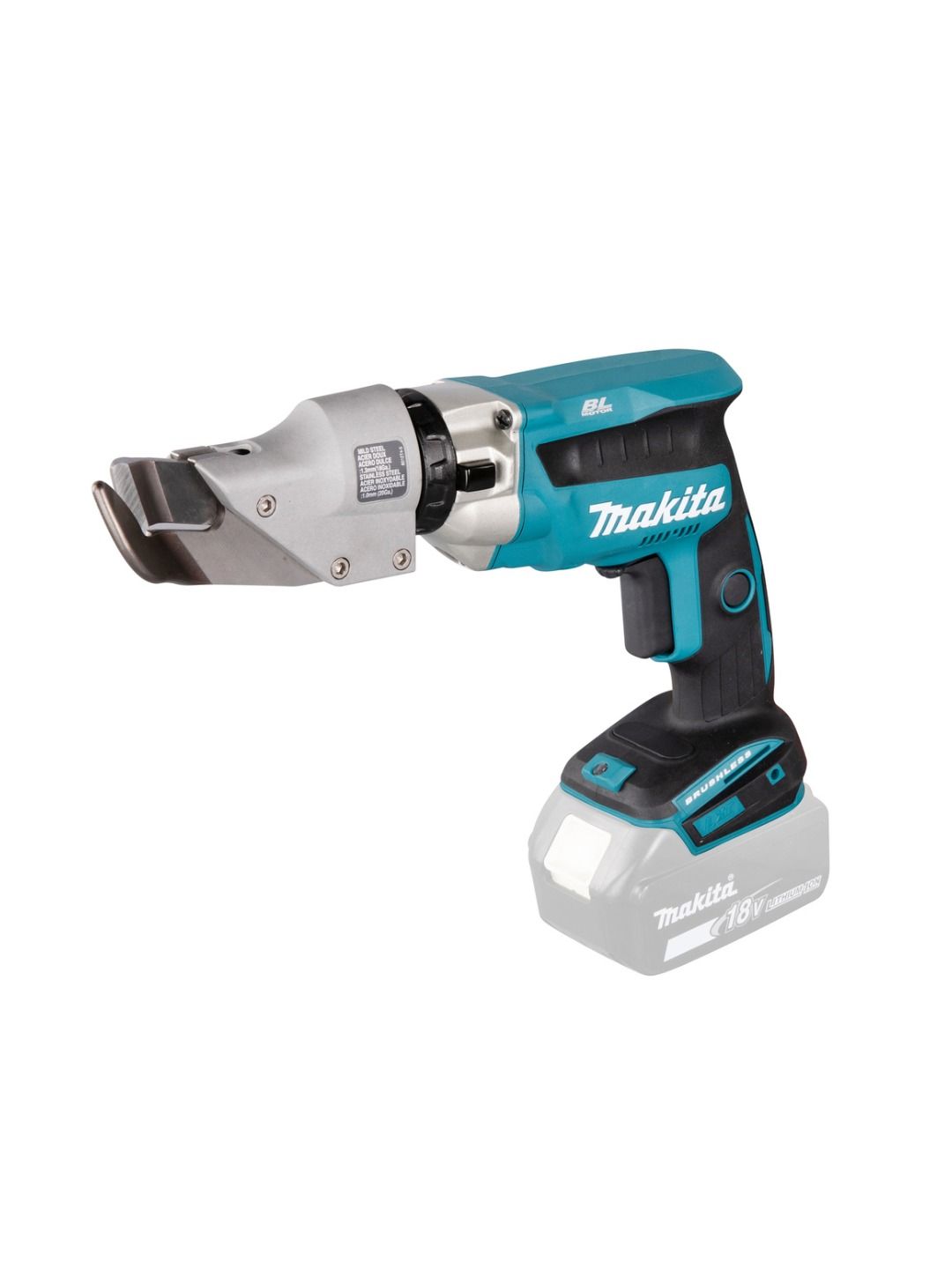 Ножницы по металлу аккумуляторные Makita DJS131Z 18 В, сталь до 1,3 мм, бесщёточные, поворот головки 360 градусов, без аккумулятора