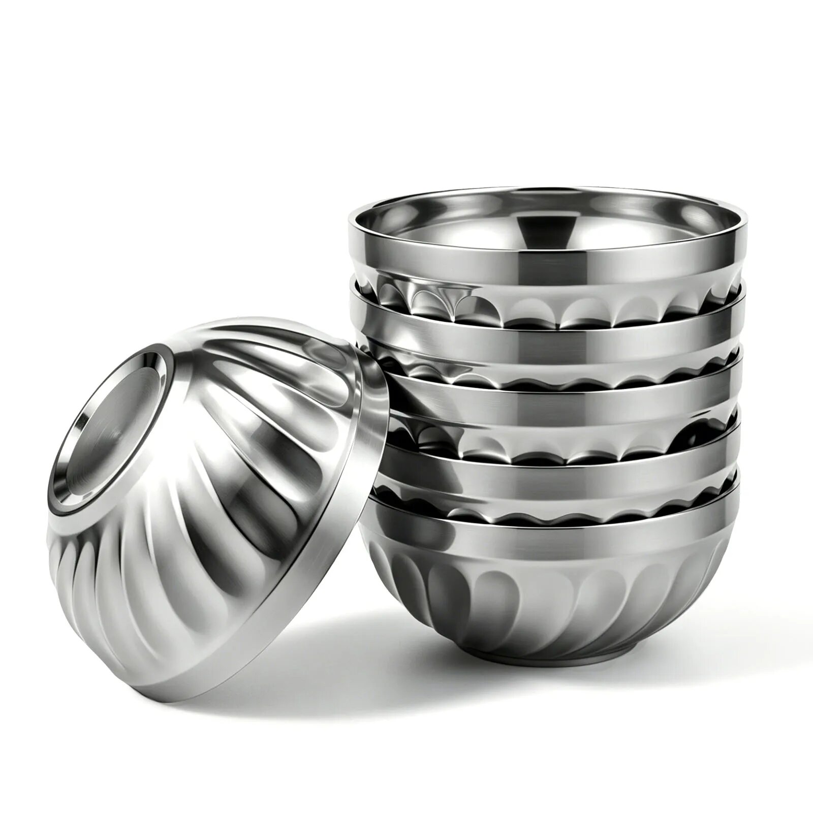 Набор мисок Willstar из нержавеющей стали 6 шт, 400 мл/700 мл silver 6pcs 400ML
