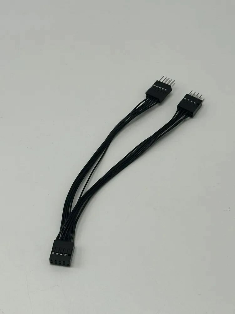 Кабель-удлинитель USB 2.0 9-pin (9 pin) для материнской платы, разветвитель 1 гнездо на 2 штекера, для подключения передней панели корпуса ПК, кулеров и светодиодной ленты