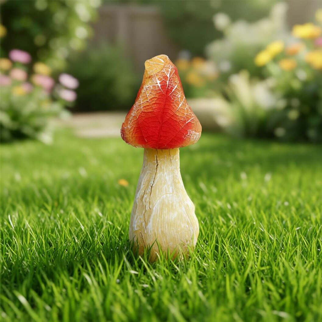Фигура садовая "Inbloom" гриб из полистоуна, красный, декор для сада 19,2х7см