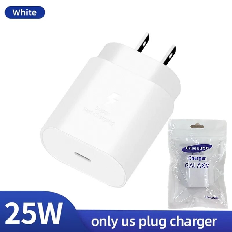 Оригинальное Зарядное Устройство Samsung 25W PD Type C Super Fast Charger Белый, White 25w US Plug