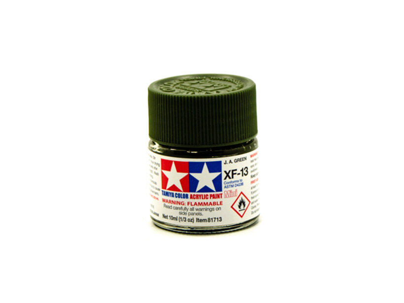 XF-13 J.A. Green flat, acrylic paint mini 10 ml. (Зелёный Японский Воен. воздушный) Tamiya 81713