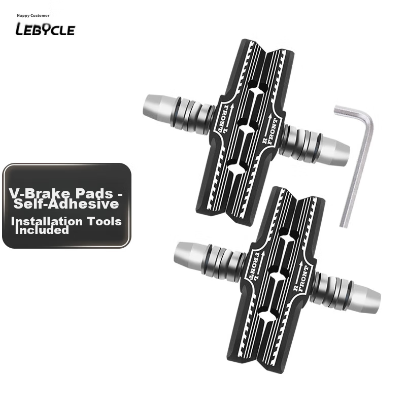 LeBycle Mountain Bike V-Brake Road Bike Brake Pads, Silent Brake Pads, Rubber Brake Pads, Giant Universal Accessories Complete Set with Installation Tools - 2 Pairs