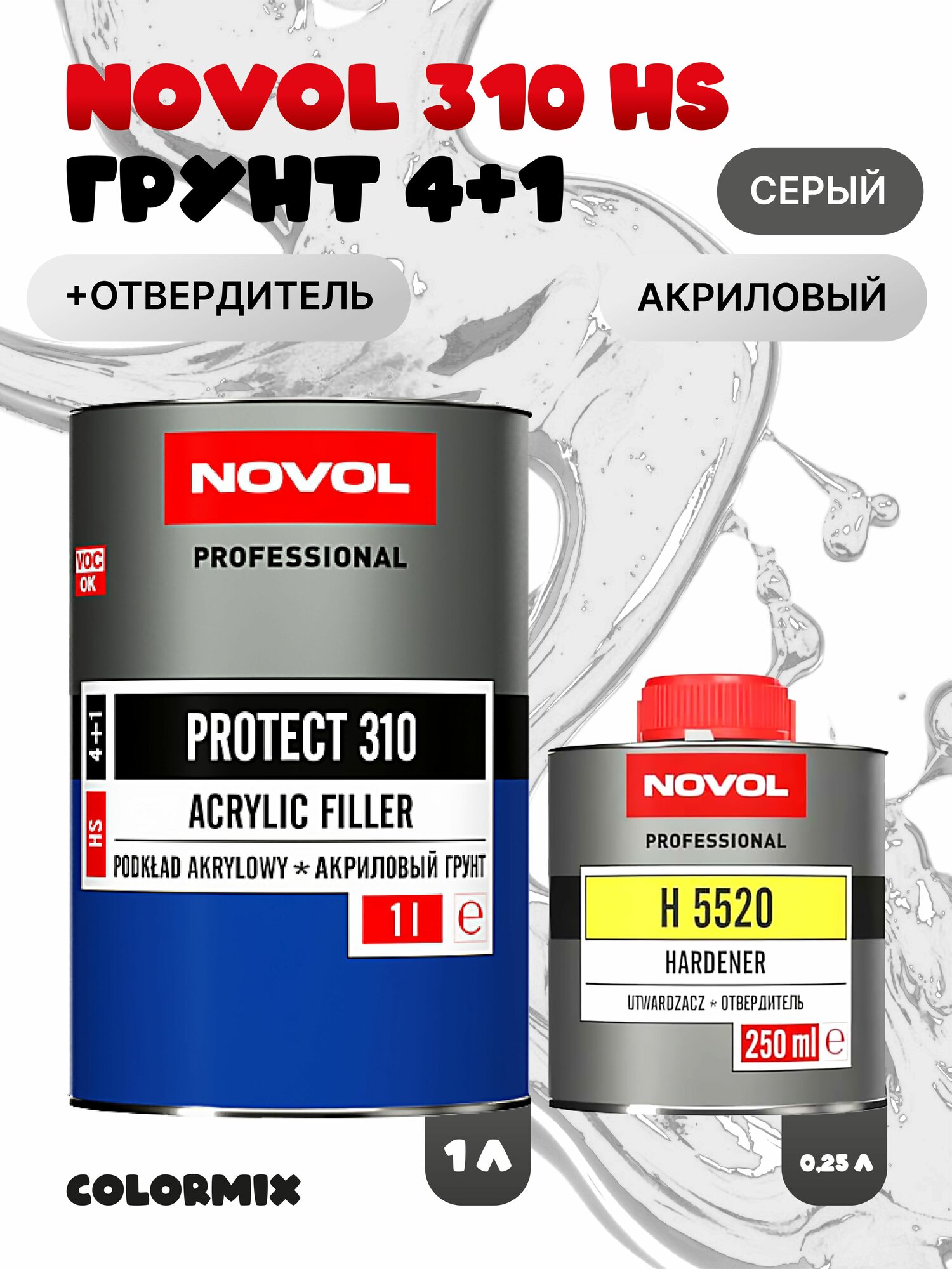 Грунт Novol HS 310 серый (комплект 1л грунта + 0,25л отв)
