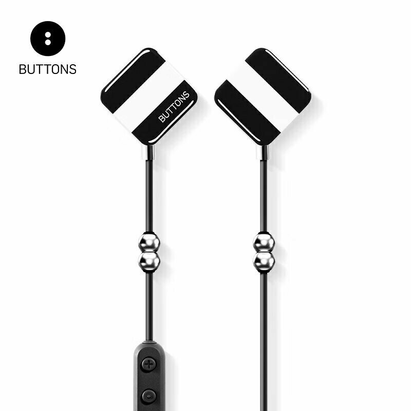 BUTTONS Черные наушники с каплевидным узором магнитные на шее беспроводные для спорта Цвет：Черный [капля]