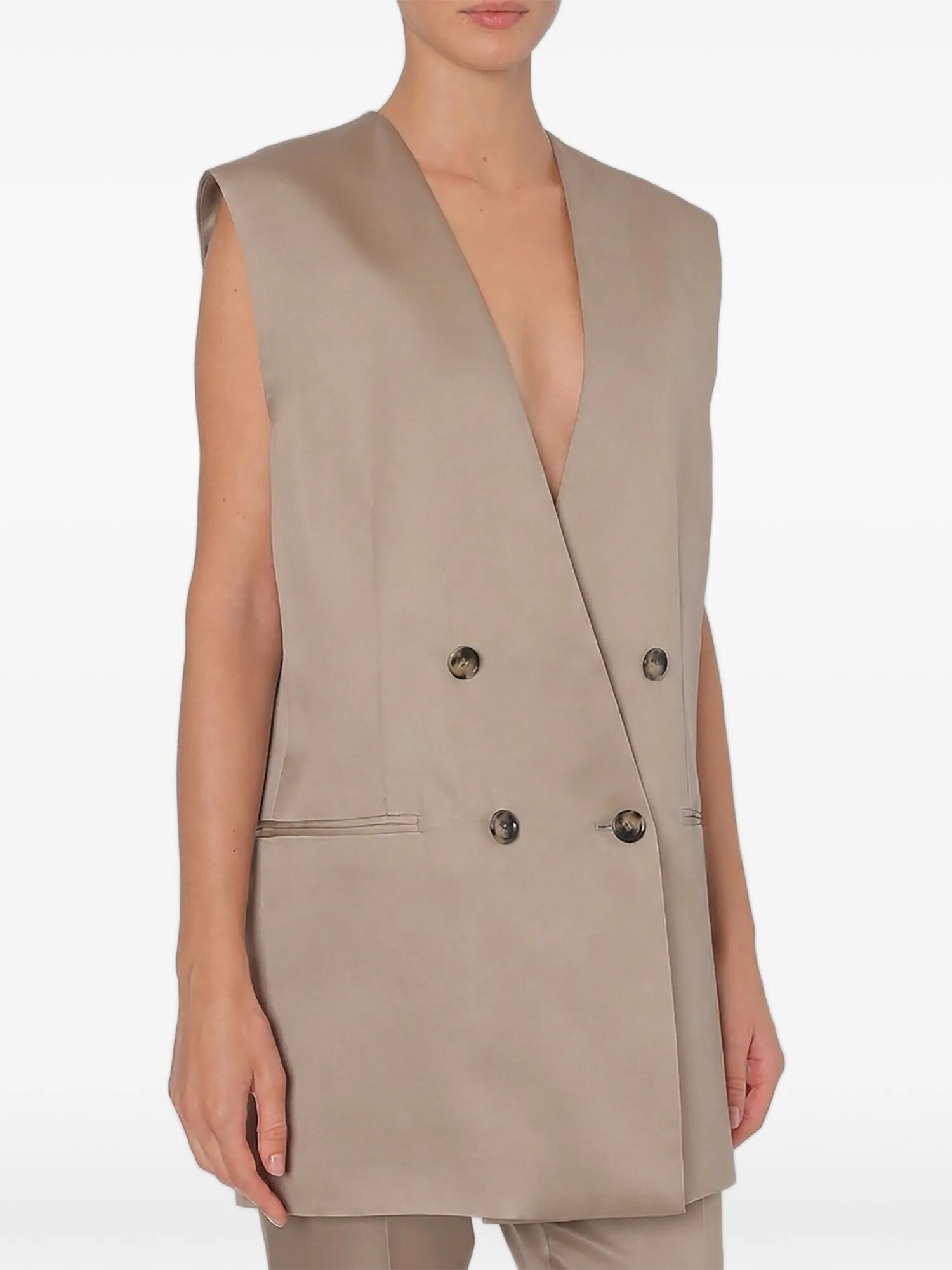 Куртка Alberta Ferretti Double-breasted sleeveless jacket, размер 40, brown — фото 1