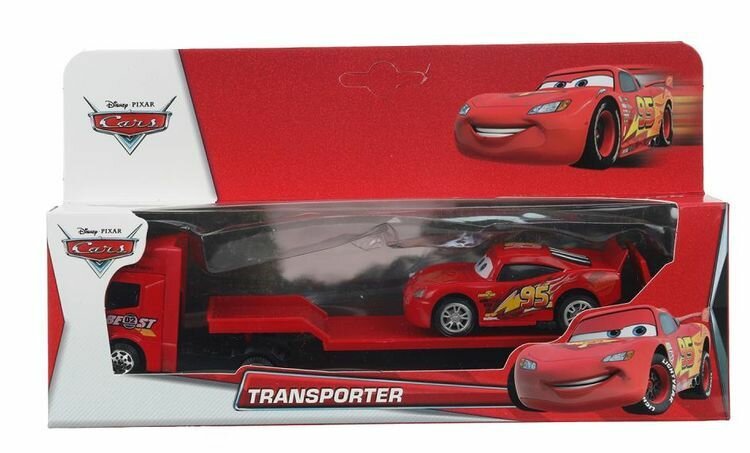 Машинка Huada Toys модель-игрушка Спортивная машина 19,5 см и 7,5 см, металл, с автоперевозчиком, от 3 лет, 1603I134-R1-WOD