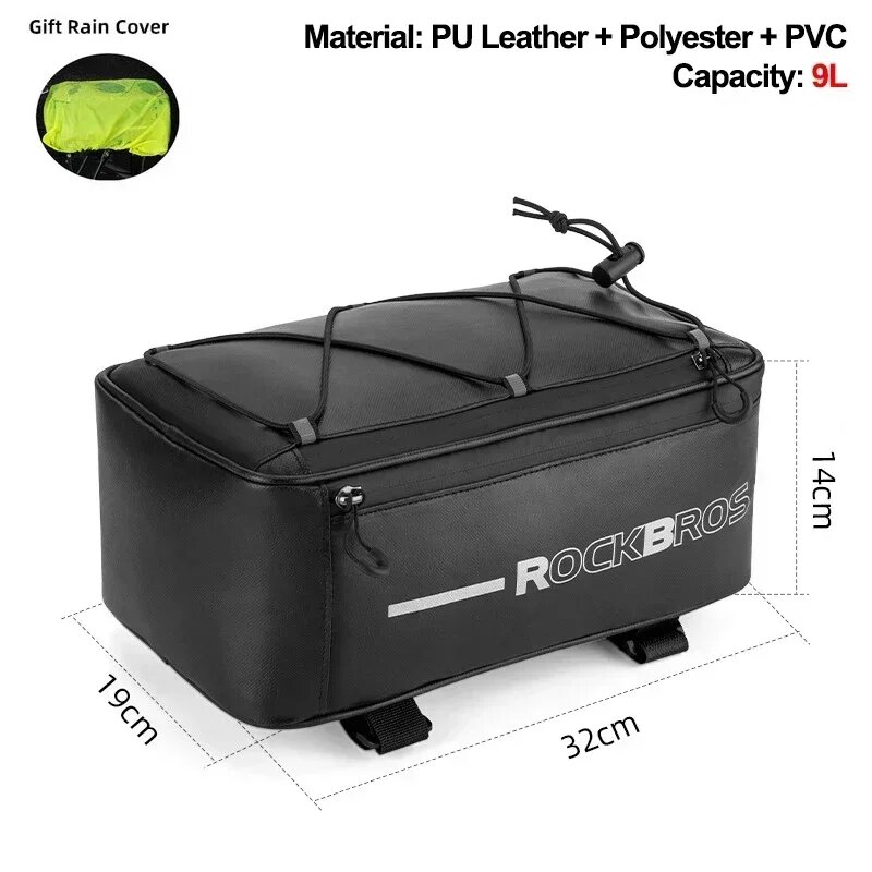 Rockbros Велосумка черная 9L A17 Leather