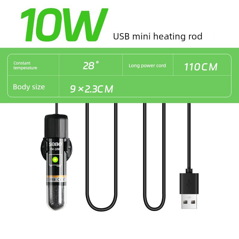Мини USB-нагреватель для аквариумов 10Вт с автоматической регулировкой температуры для аквариумов до 10 см