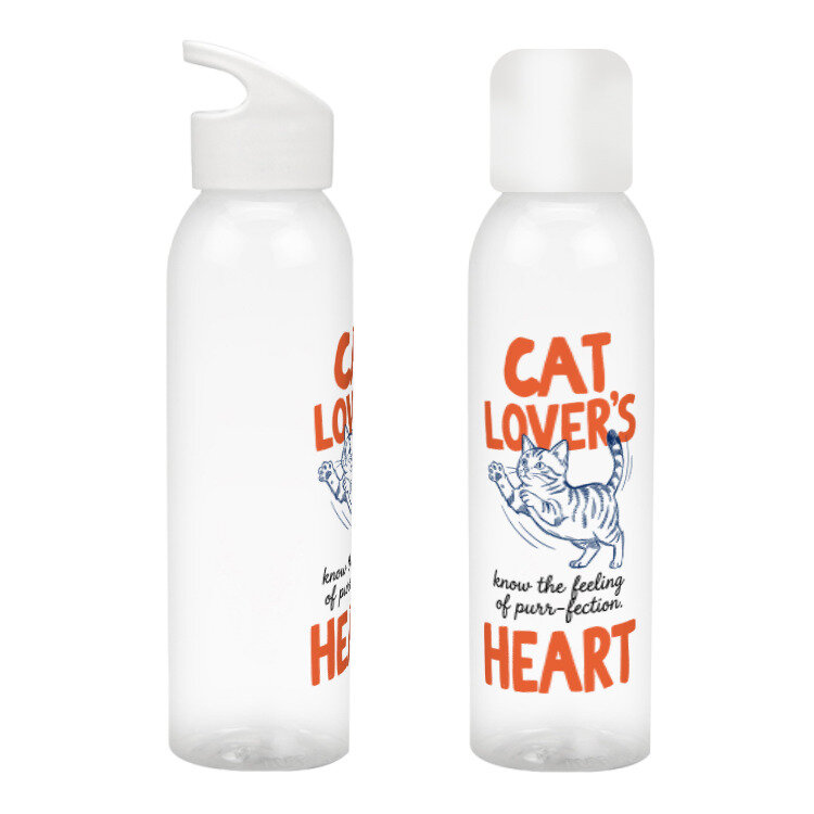 Бутылка для воды «Сердце кошатника» (белый)