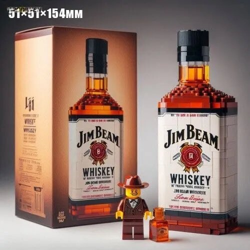 Дополнения для сборных моделей Apodiwen Конструктор в виде бутылки виски Jim Beam. 51*51*154мм