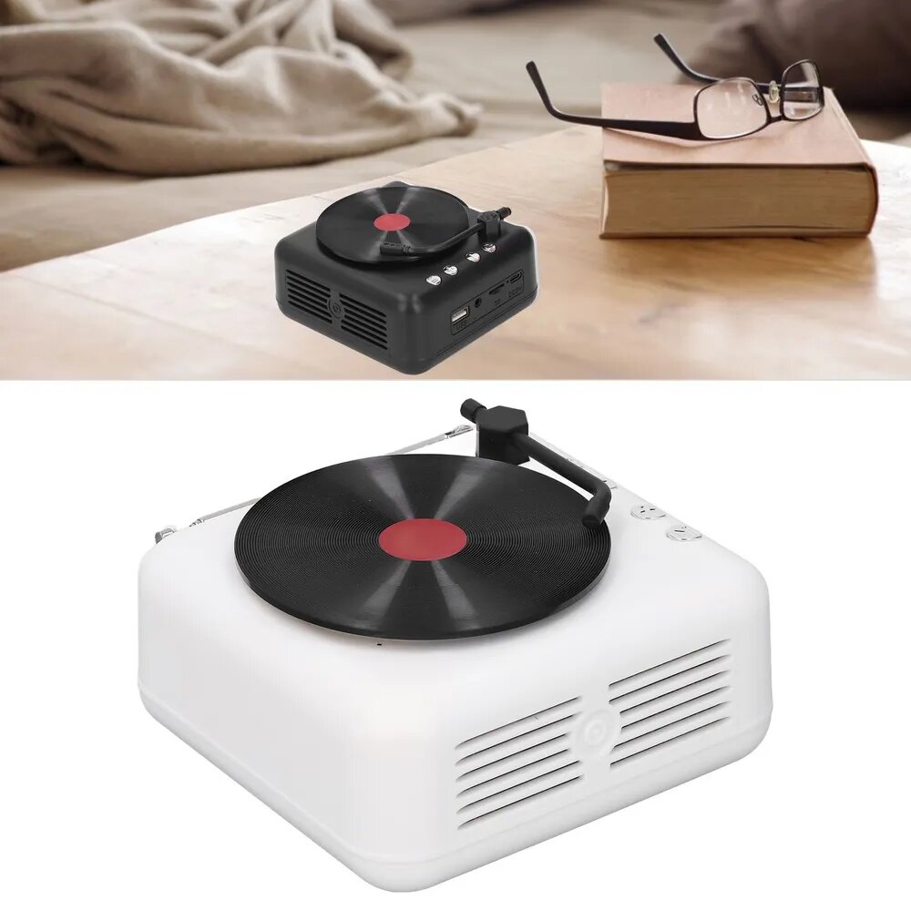 Маленький динамик Retro BT Портативная беспроводная колонка Bluetooth ретро-дизайном белого цвета