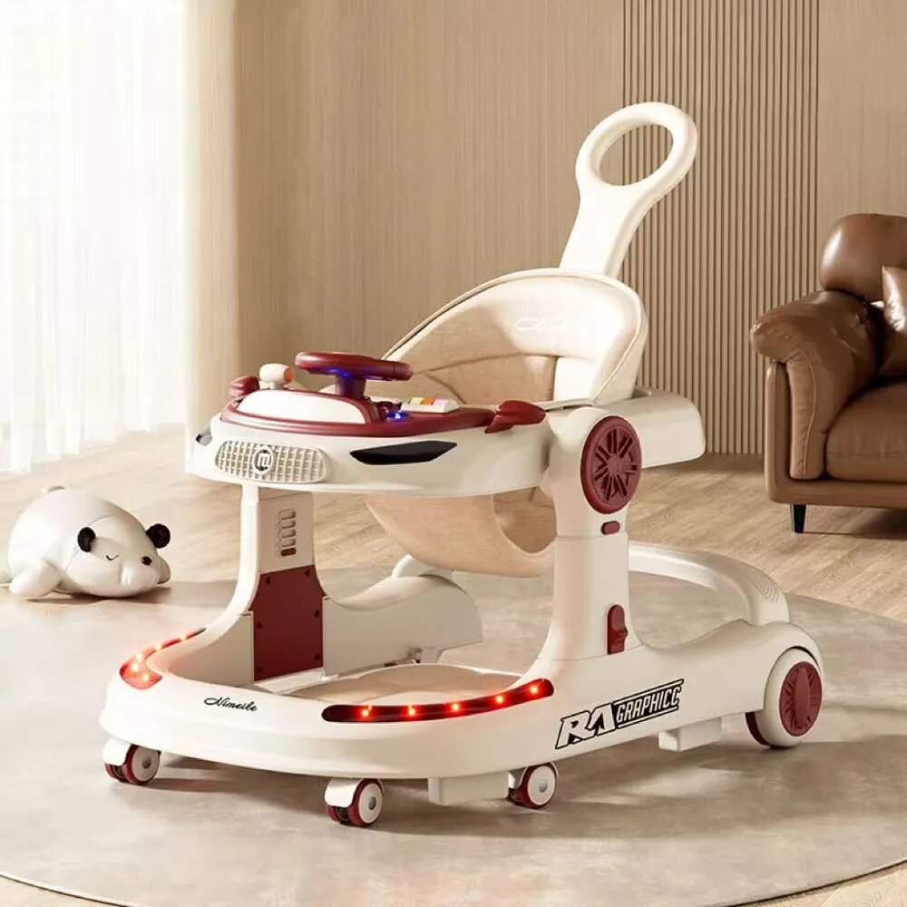 Ходунки детские для мальчика с 6 месяцев Ходунки детские 6 колесные, с 5 режимами регулировки сидения