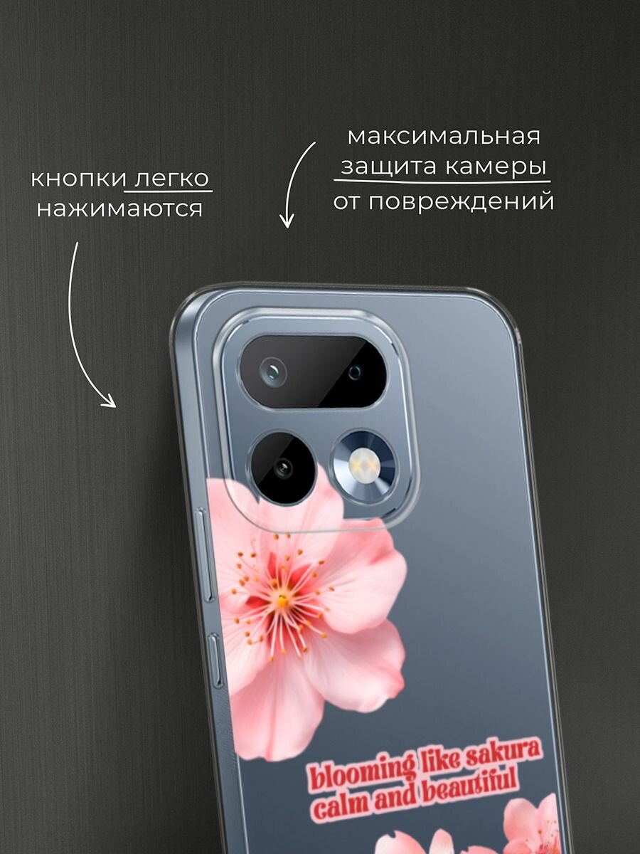 Чехол на Realme 16 Pro / Реалме 16 Про с принтом Blooming like sakura, прозрачный — фото 1