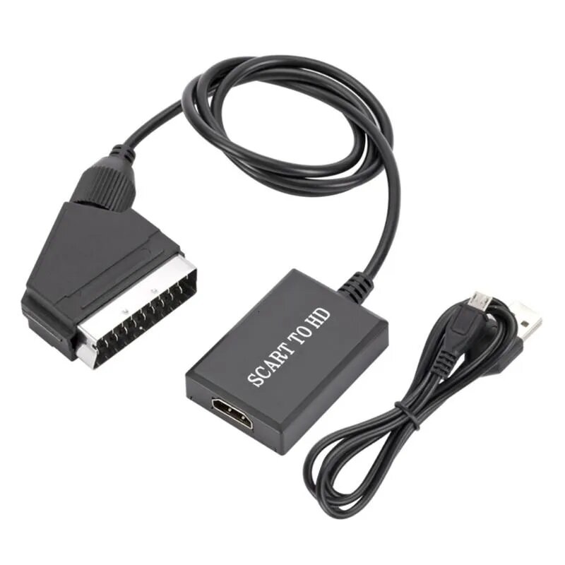 SCART-адаптер на HDMI с кабелем, преобразователь SCART в HDMI, поддержка 1080P/720P