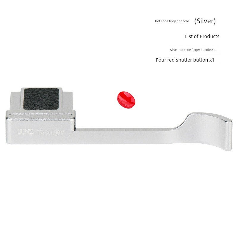 JJC Fuji X100VI/X100V/XE4/X100F/XE3/X100T Hot Shoe Thumb Grip - Серебристый с Быстрым Выключателем - Красный