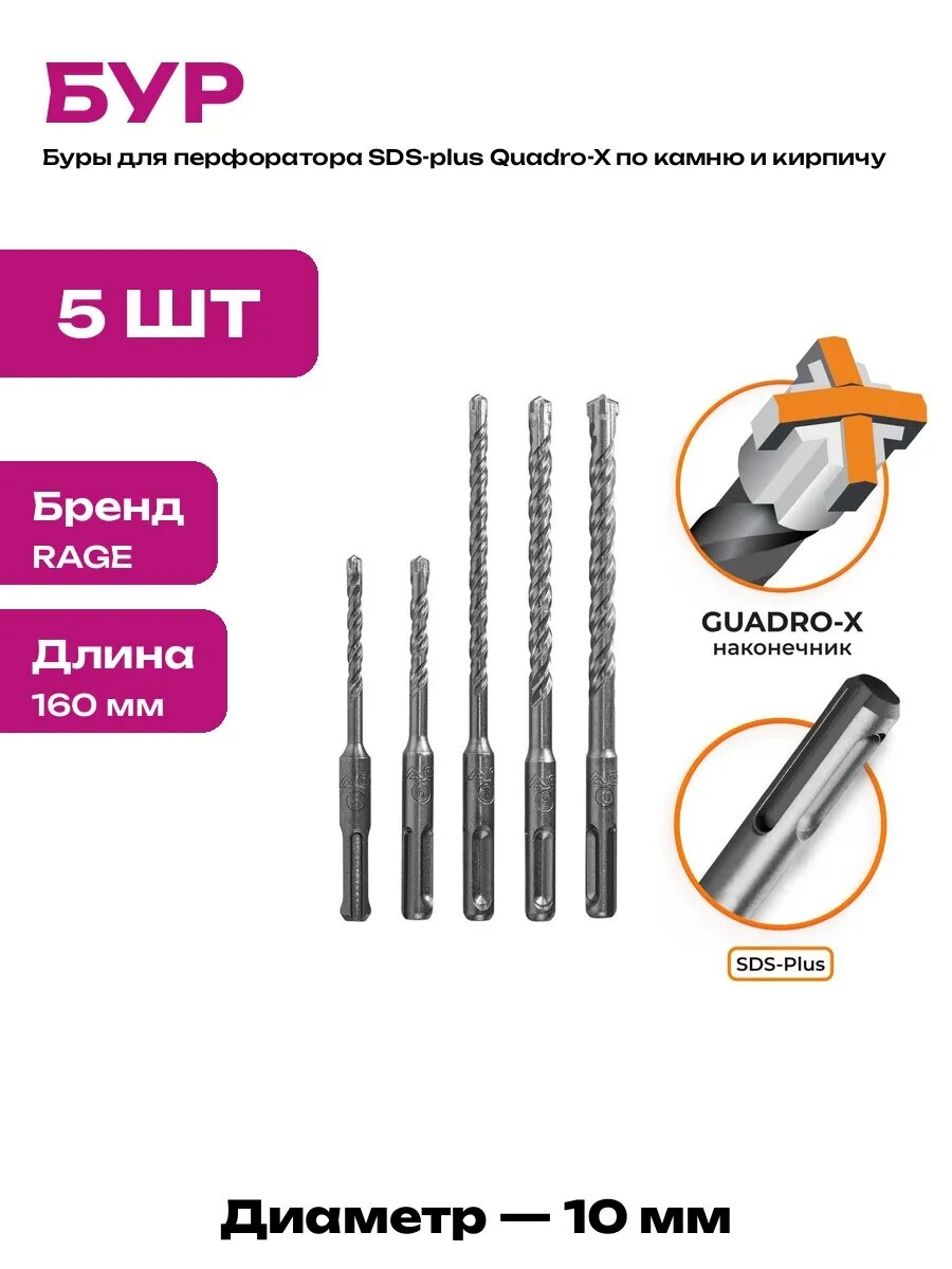 Сверла по бетону SDS-plus Quadro-X для монтажных работ 5-10