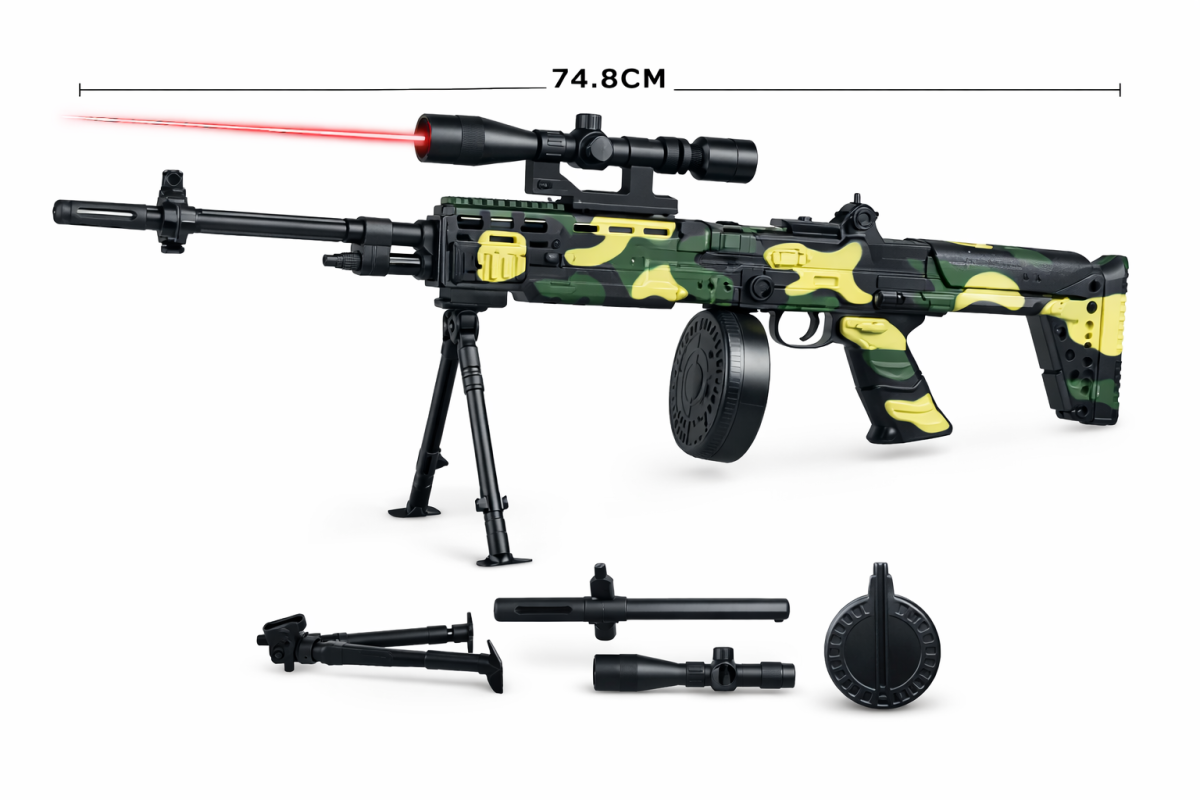 Игрушечная пневматическая винтовка с лазерным прицелом, с подставкой, камуфляж 74.8