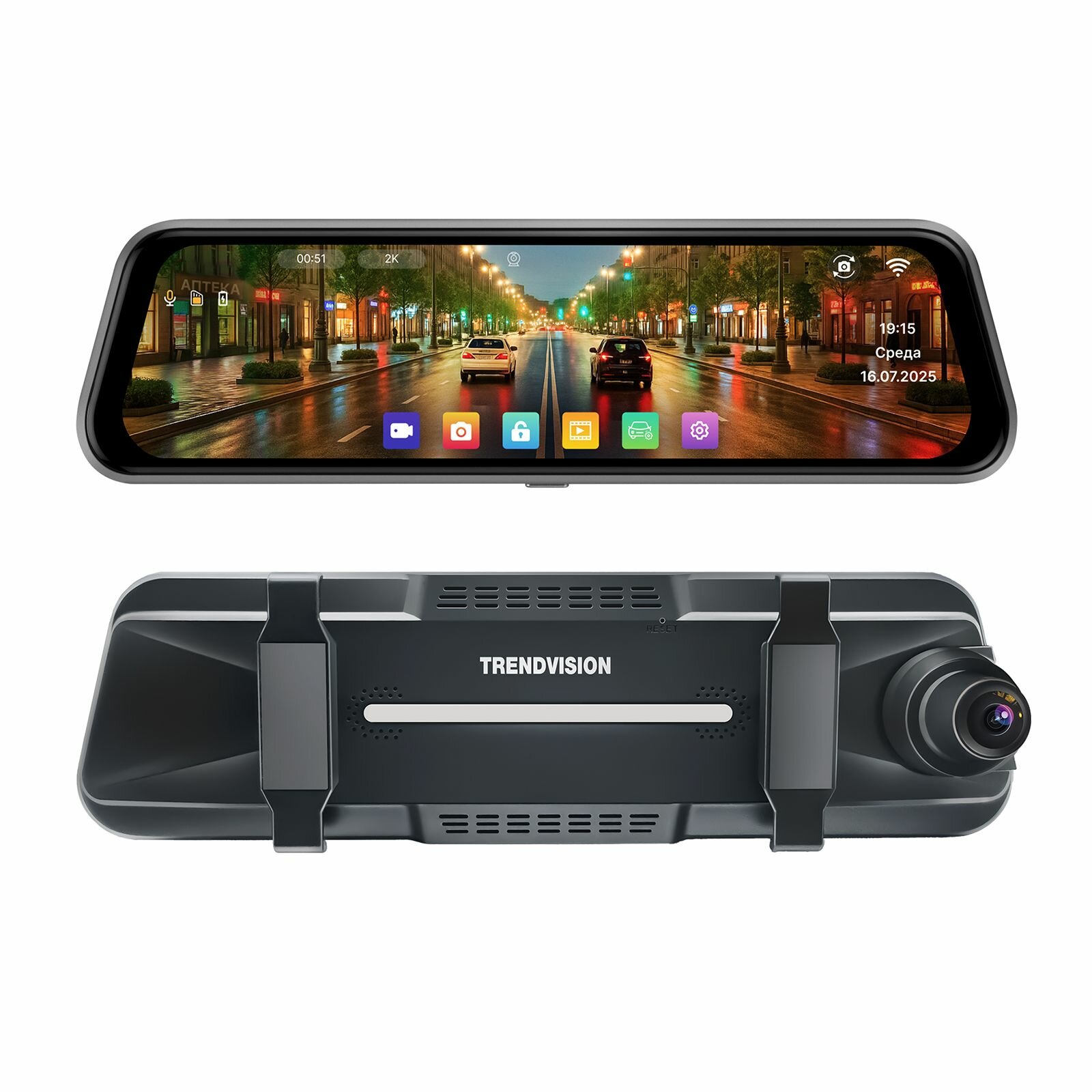 Видеорегистратор-зеркало TrendVision MR-2K (фронтальная 2K Quad HD + задняя Full HD)