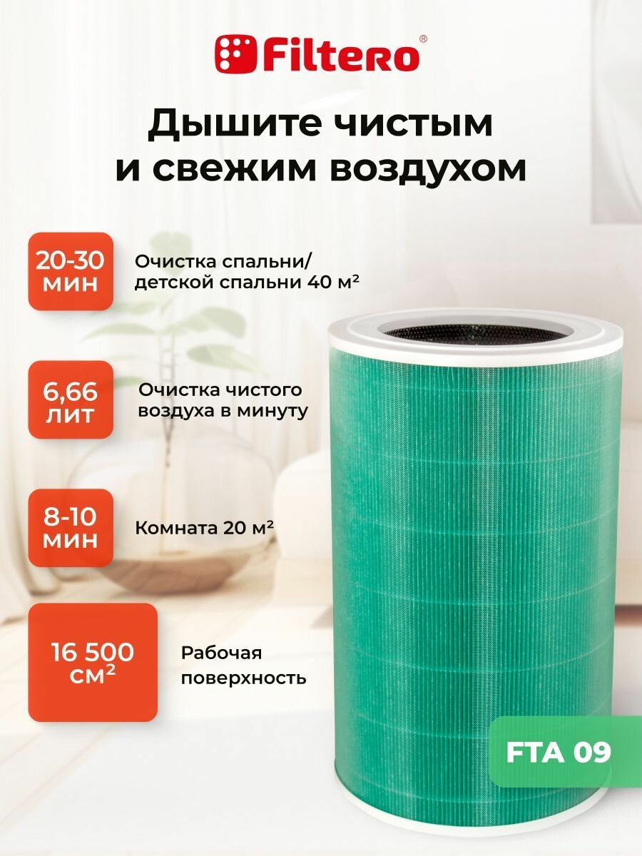 Фильтр для очистителя воздуха Xiaomi Smart Air Purifier 4 (AC-M16-SC) с меткой RFID Chip (M16R-FLP-GL) (BHR5120GL) GLOBAL антибактериальный, зеленый FTA 09