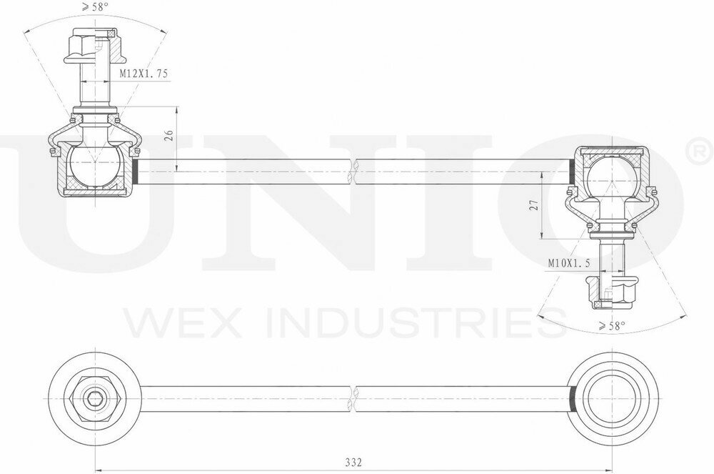 Стойка стабилизатора переднего UNIO SSP-50218 Volvo Xc90 02-, S60 00-, S80 98-