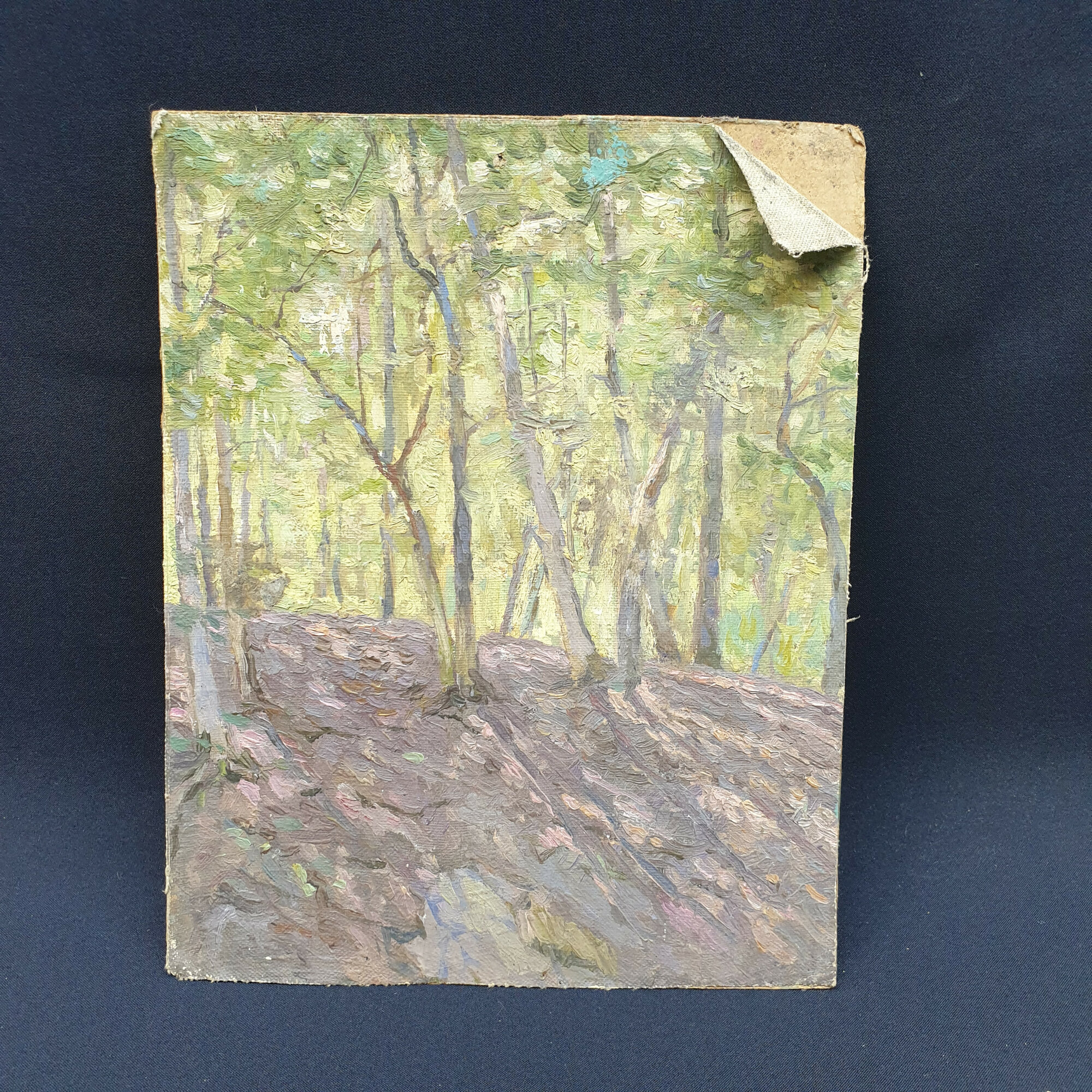 Винтажная картина Лес 24х30 см холст, масло
