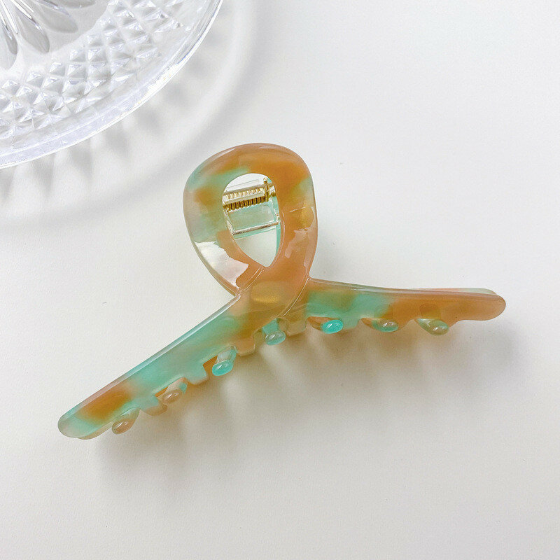Аксессуар для волос trendsetting acetate hair clip 10,5 cm, ручная работа, красивый дизайн, для женщин, натуральный стиль, янтарно-зеленый
