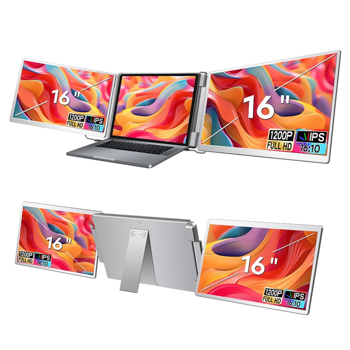 Двойной монитор S11, 2х16", IPS, 1920x1200, HDR, Type-C, Mini HDMI, с переворотом, многоязычный
