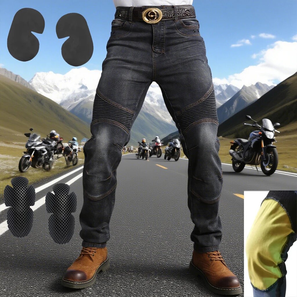 Мужские Мотоджинсы Из Кевлара И Арамида, Огнестойкие, С Защитой Коленей, Для XL, 03 Black C