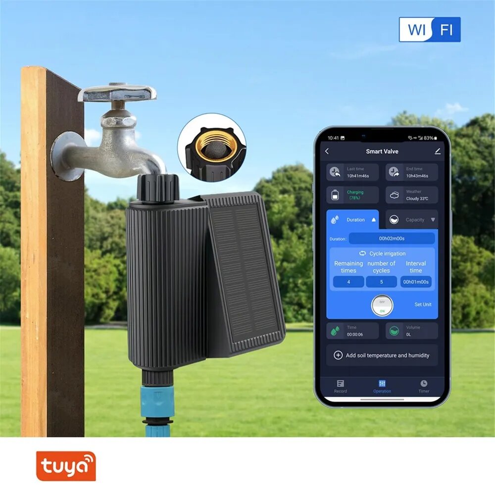 Умный таймер для полива воды с питанием от солнечной батареи и Wi-Fi