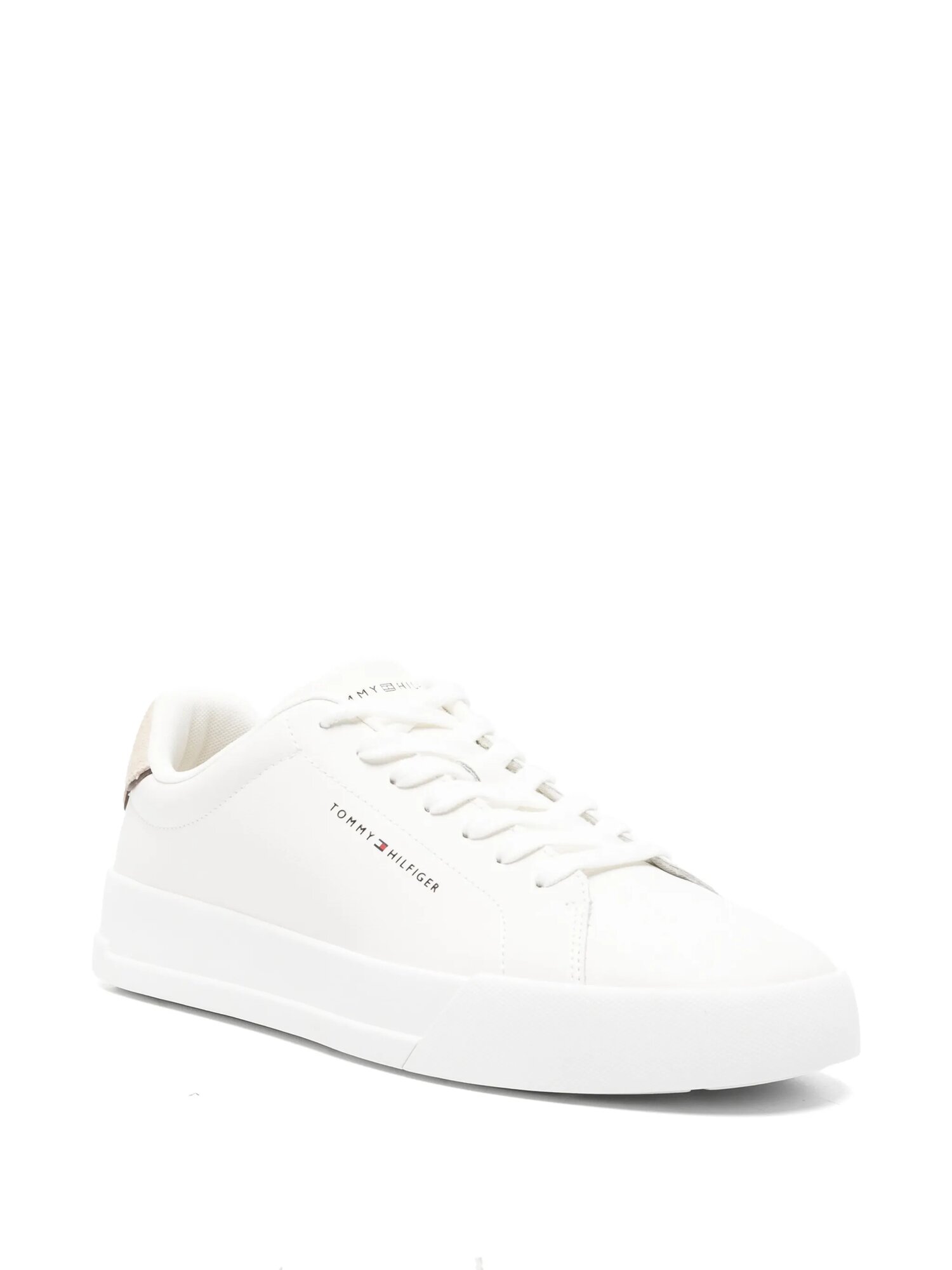 Кроссовки TOMMY HILFIGER Leather sneakers, размер 40 EU, бежевый/белый — фото 1