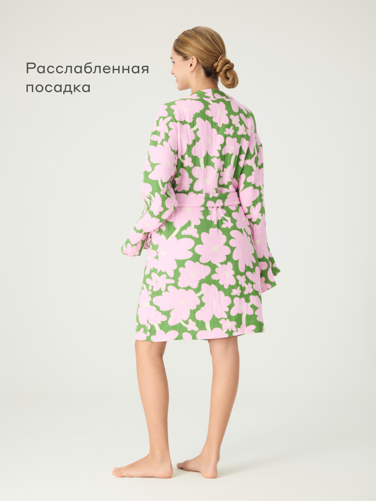 Халат Pragma MEADOW из муслина, размер L-XL, розовый — фото 1