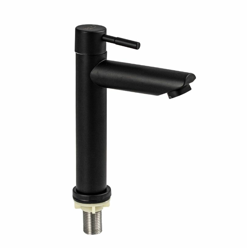 Кран на одну воду, литой корпус из нержавеющей стали, цвет черный