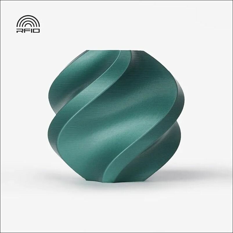 Металлический PLA филамент Bambu Lab для 3D-печати с высокой ударной вязкостью и RFID чипом зеленый цвет 1 кг