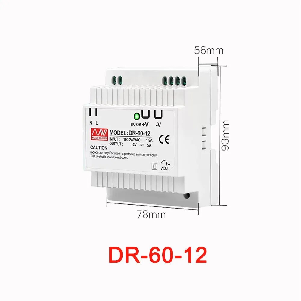 Блок питания 12В DR-60W-12 на DIN-рейку(1 шт.)