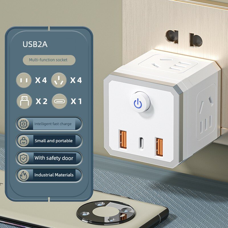TT905 Розеточная колонка с USB и 2,8 м кабелем, многофункциональная для электронных устройств