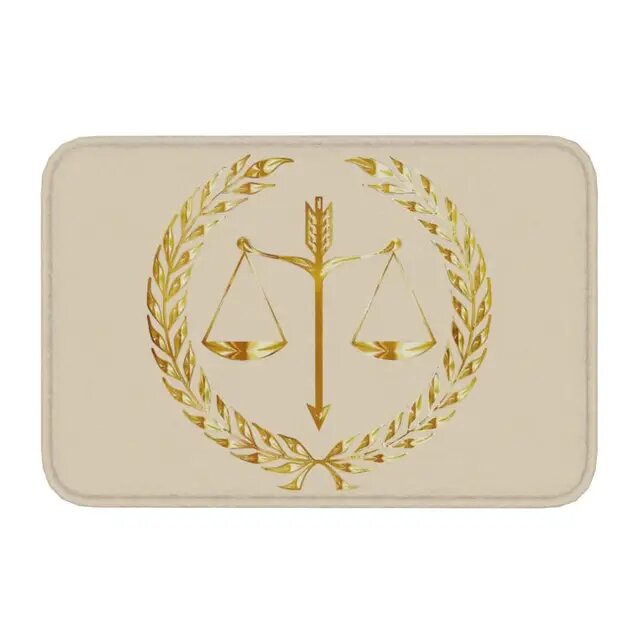 Коврик для пола с изображением золотых весов правосудия, противоскользящий коврик для двери, используемый юристами на открытом воздухе для юридических встреч, ковер для спальни, балкона или прихожей.