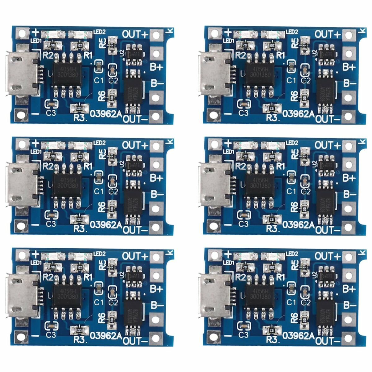 6 шт. для зарядного модуля с защитой аккумулятора 18650 5 В Micro-USB 1A плата зарядки