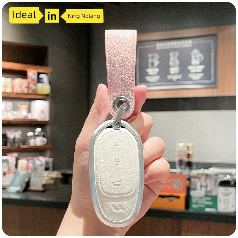 Элегантный белый ключен Ideal ONE с розовой кожаной пряжкой, женский автомобильный декор