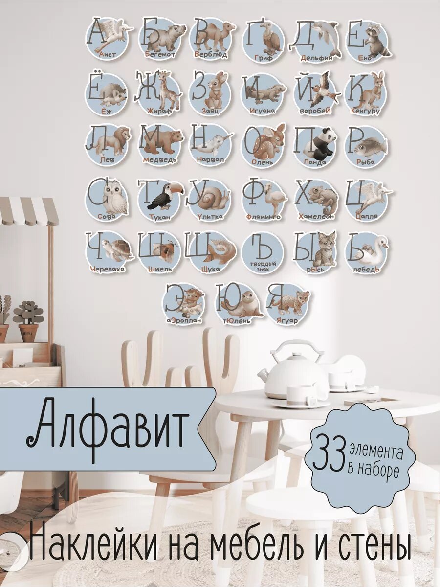 Наклейки алфавит, детские