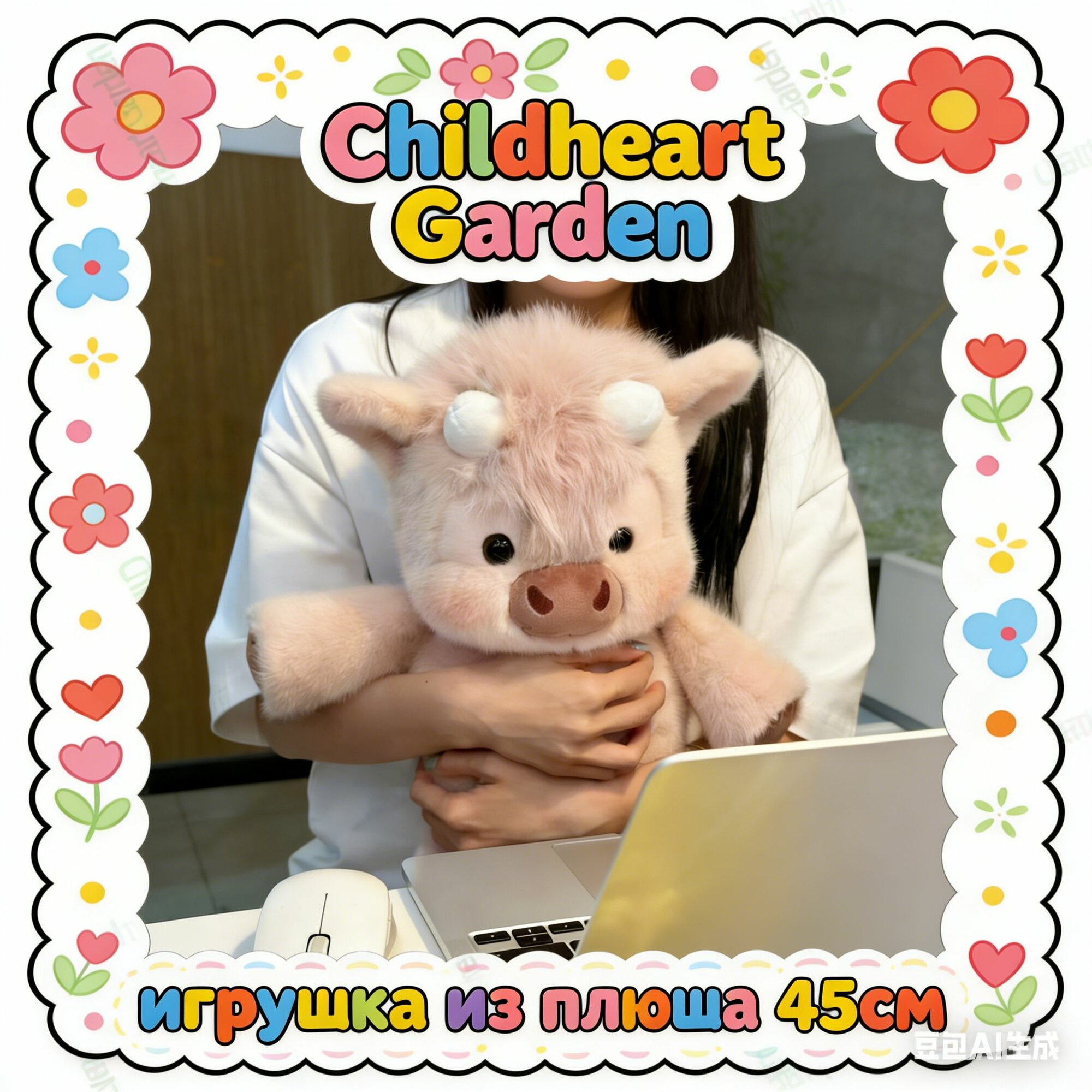 Бегущий теленок игрушка мягкая,45cm