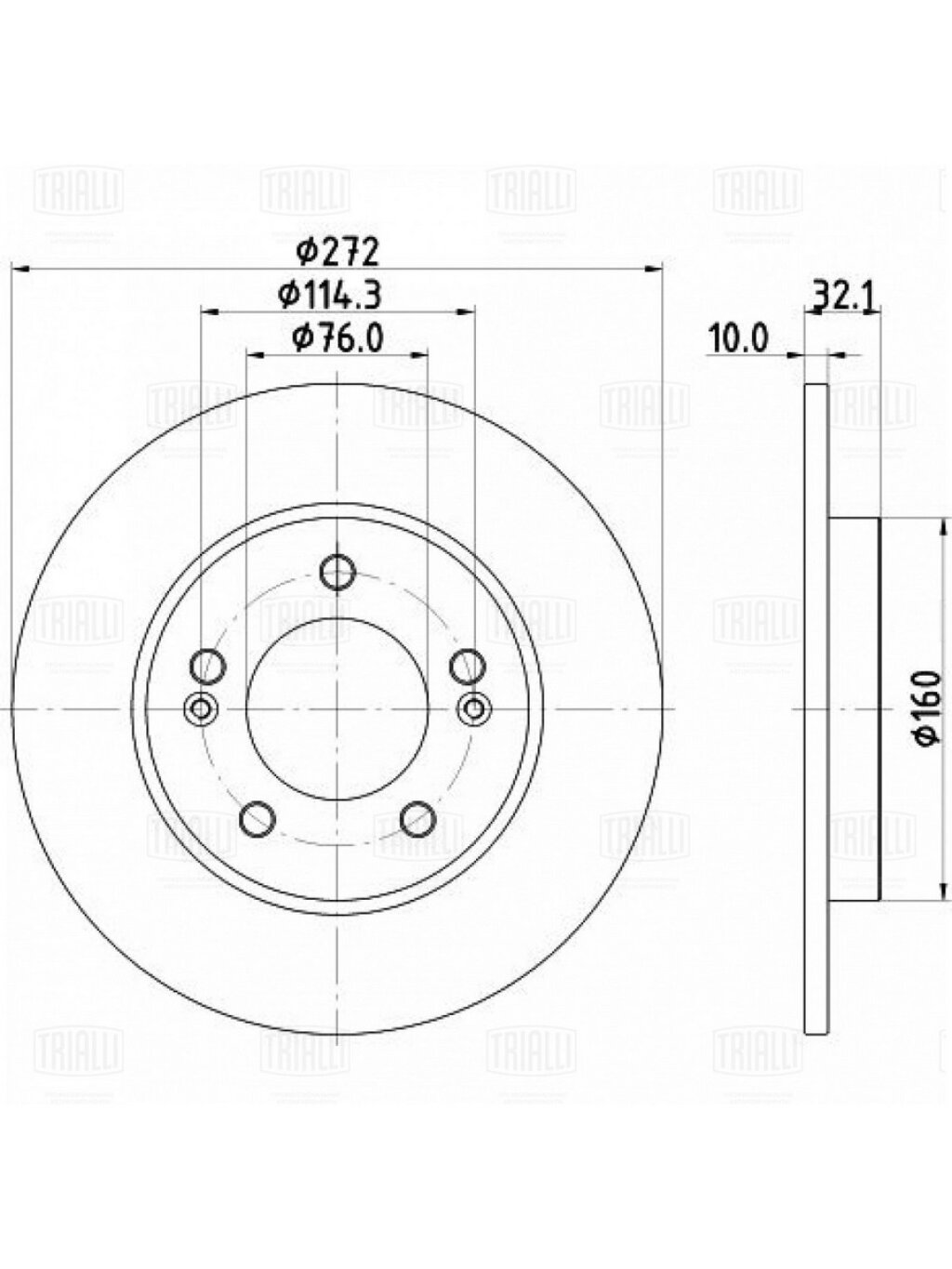 Диск торм. Для А/М KIA CEED (18-) ЗАД. D=272 (окраш.) (DF 084408) TRIALLI df084408